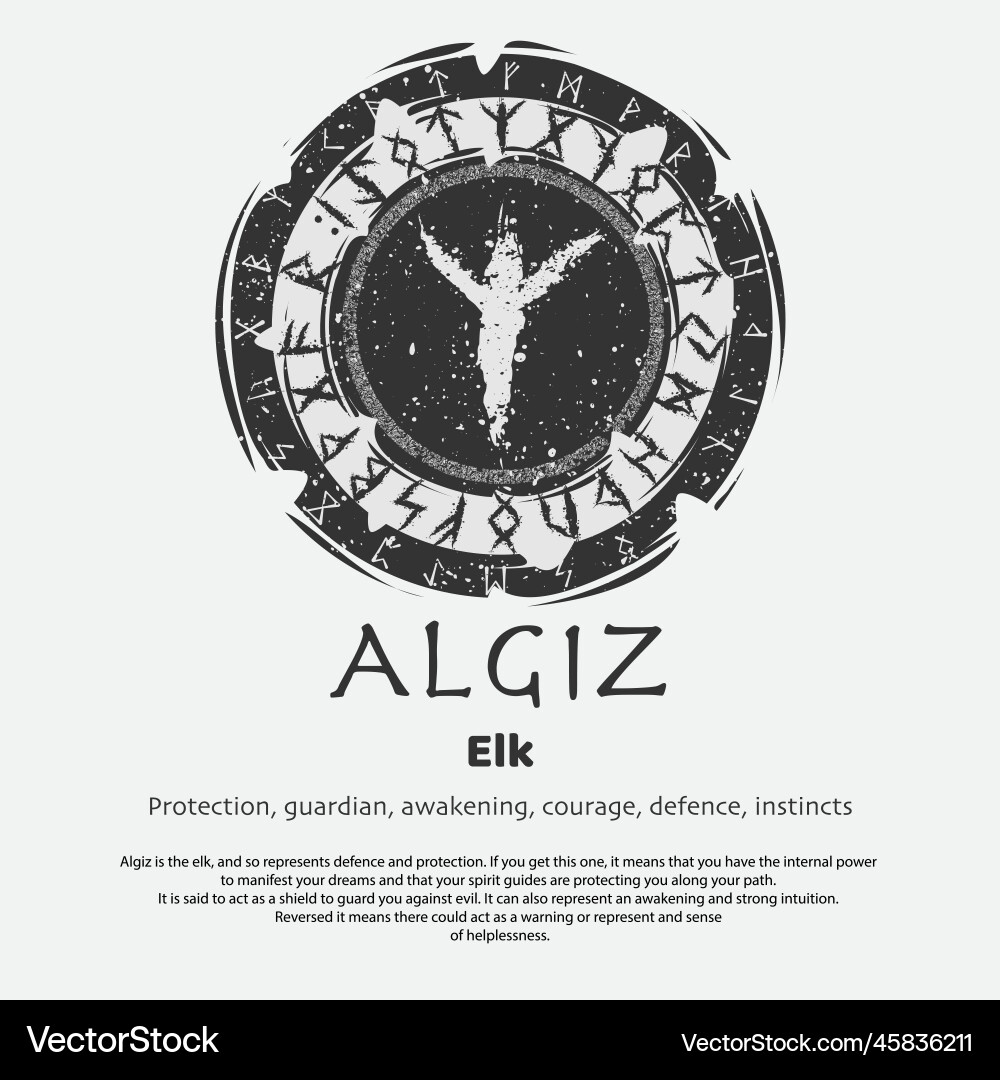 Viking Algiz Rune Shield Symbol Royalty Free Vector Image
