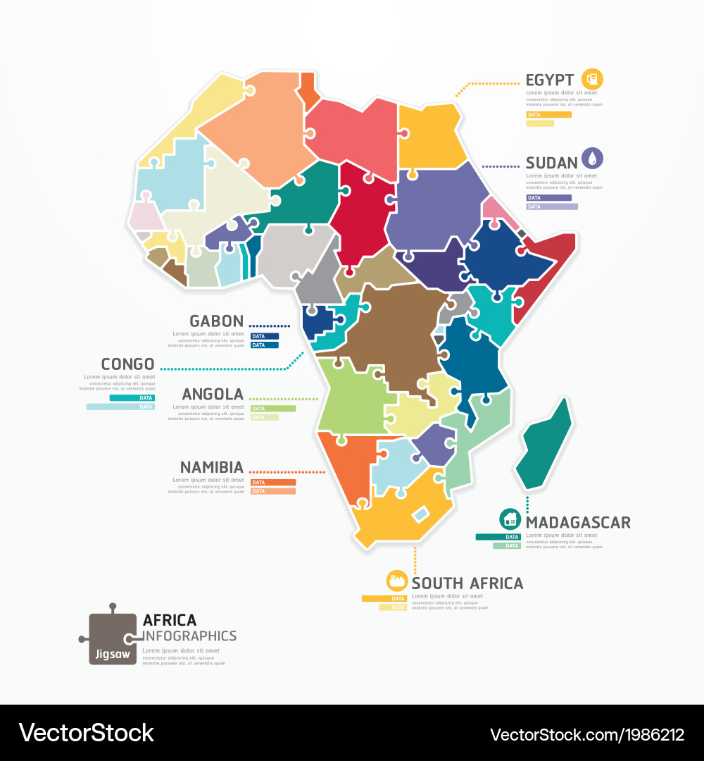 Africa infographic map template jigsaw concept Vector Image