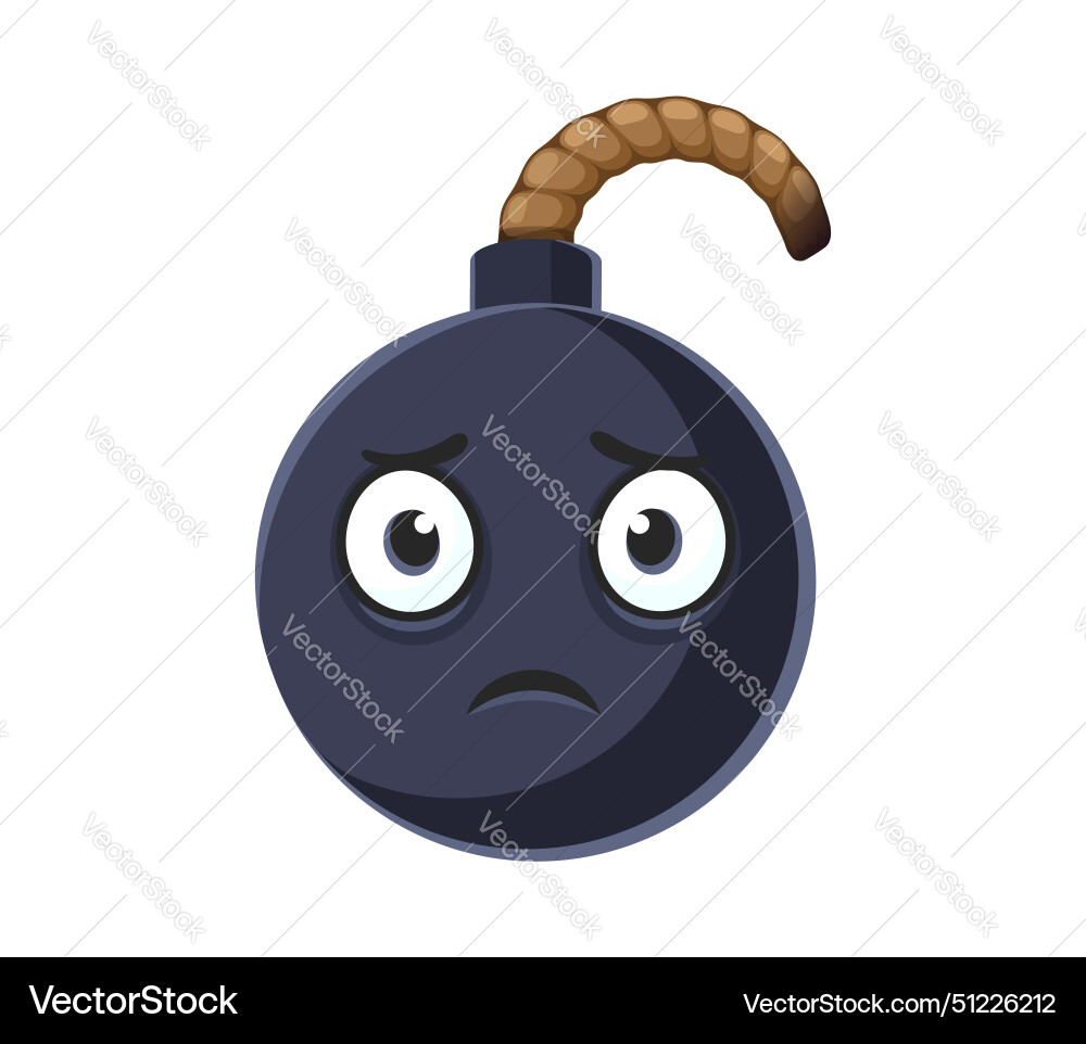 Cartoon bomb character sad explosive weapon Vector Image