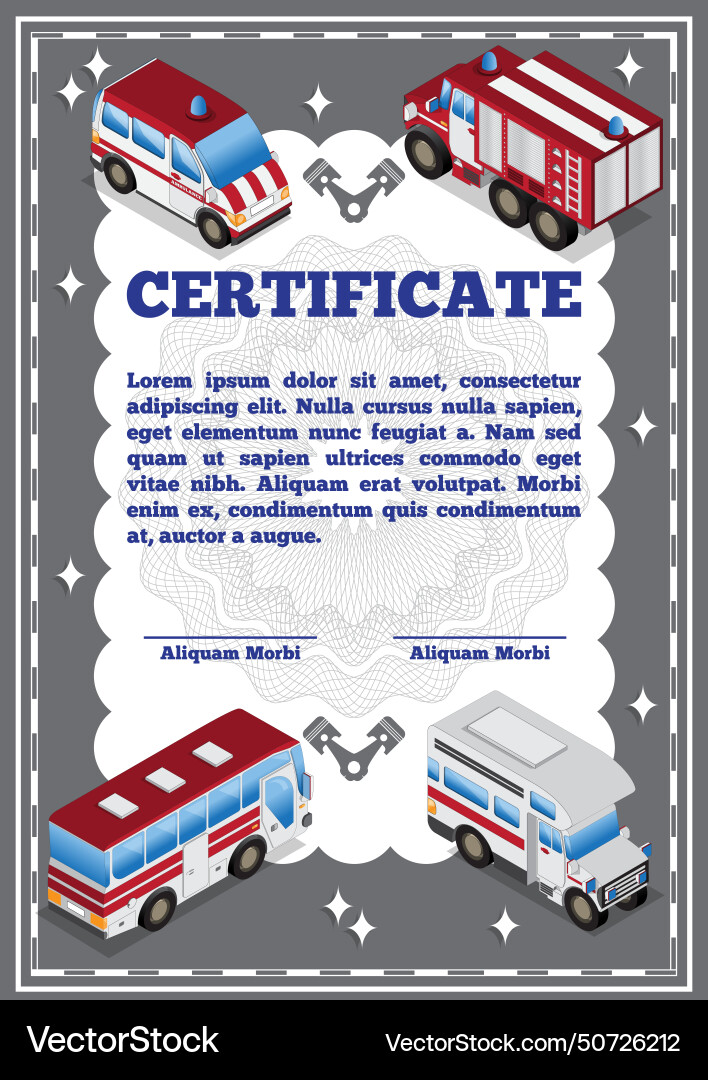Children certificate for automobile theme Vector Image