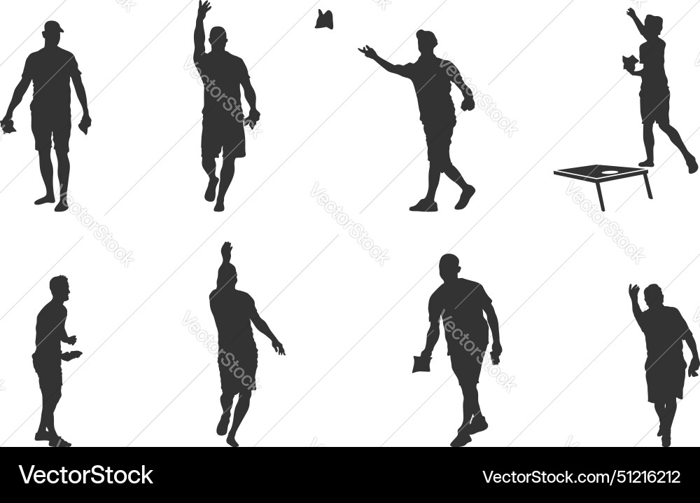 Cornhole players silhouette svg Royalty Free Vector Image