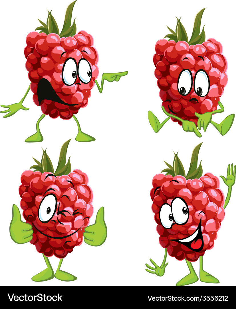 Cute Raspberry Cartoon Character Royalty Free Vector Image