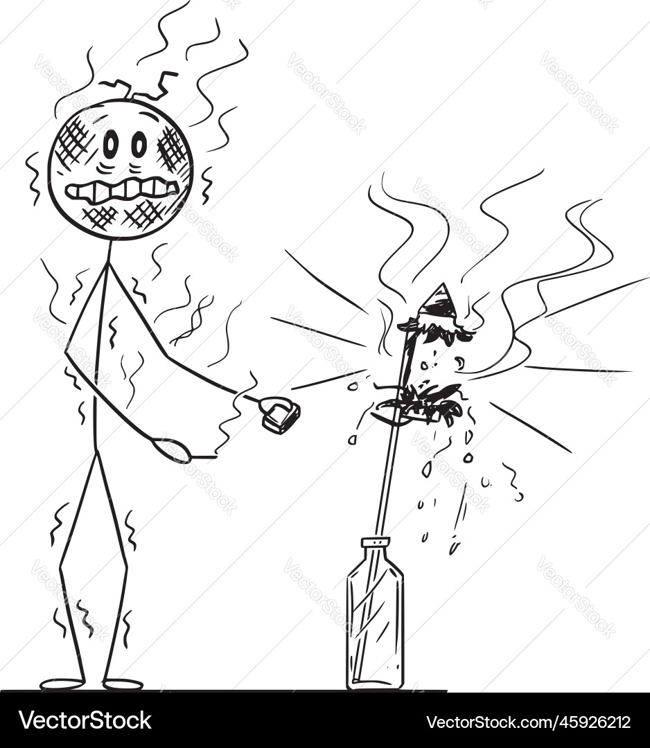 Firework exploded during lightning cartoon stick Vector Image