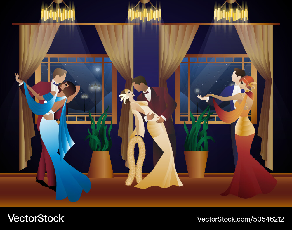 Man and woman dancing window Royalty Free Vector Image