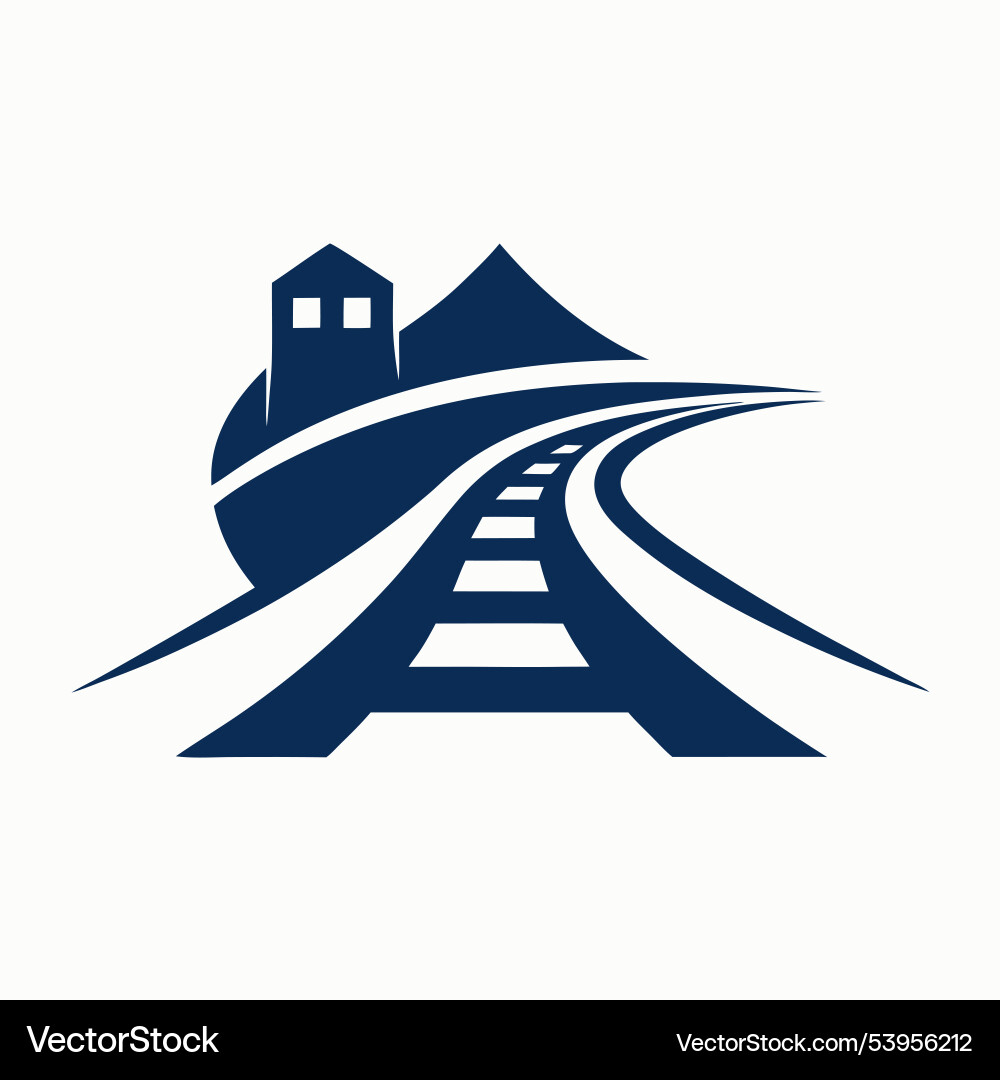 Minimalistic railroad and road logistics logo Vector Image