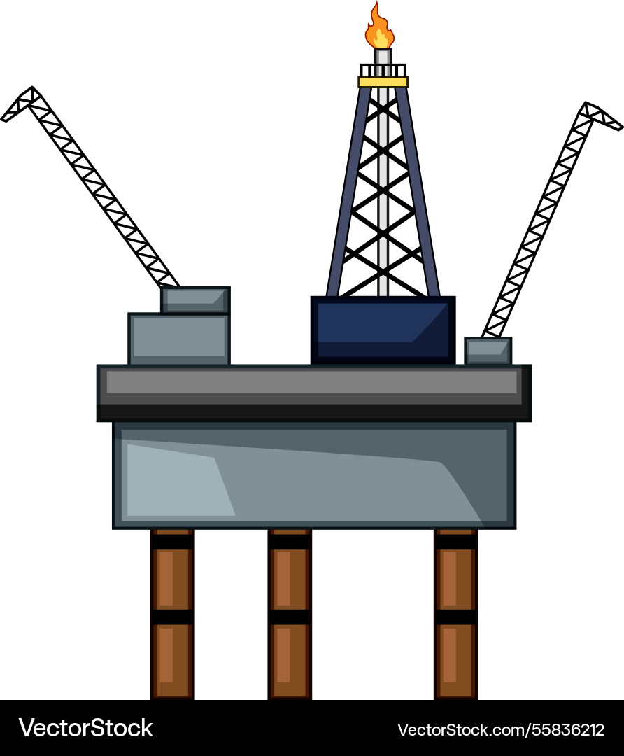 Production oil rig cartoon Royalty Free Vector Image