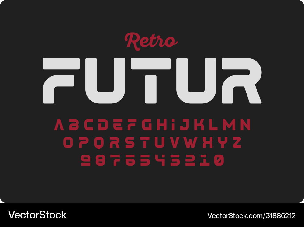 Retrofuturism style font Royalty Free Vector Image