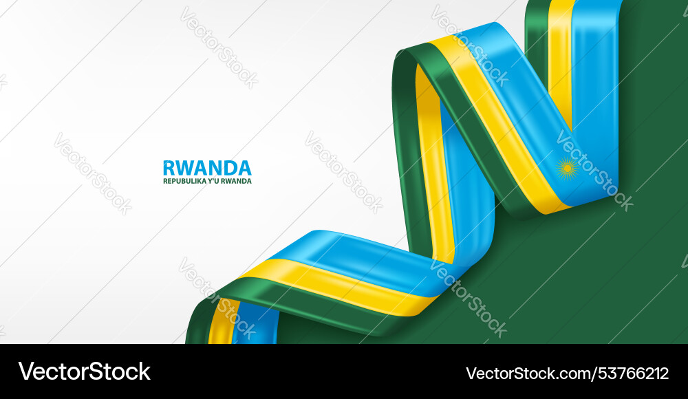 Rwanda 3d ribbon flag Royalty Free Vector Image