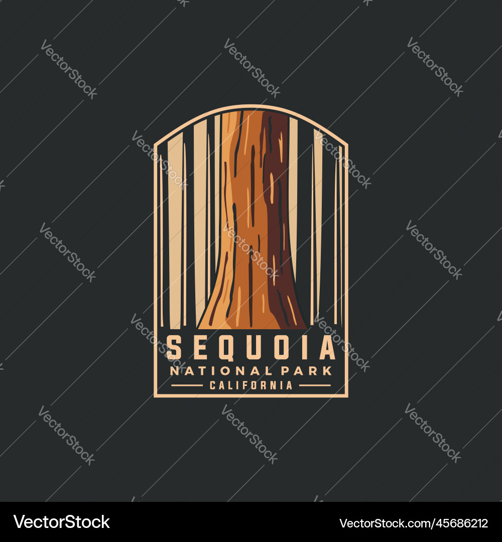 Sequoia tree national park template Royalty Free Vector