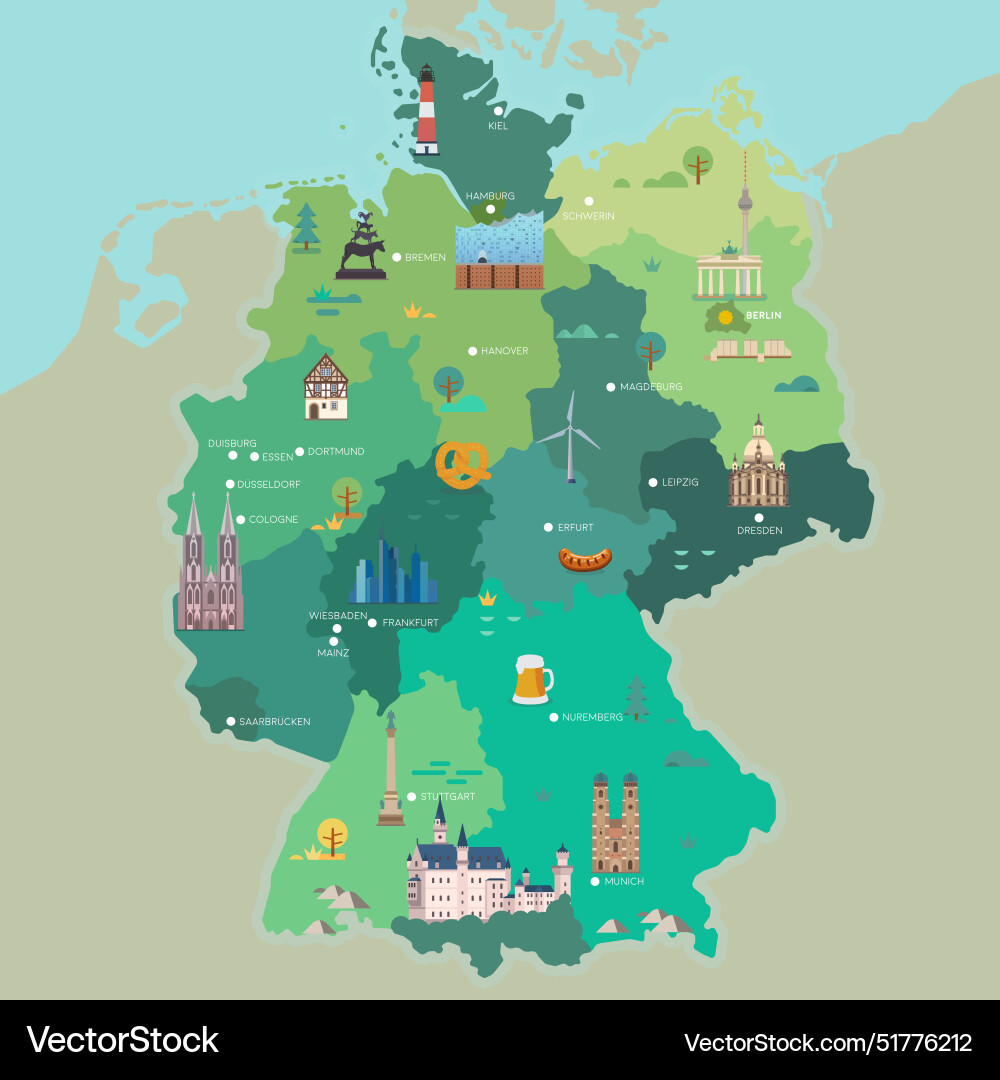 Stylized map of germany Royalty Free Vector Image