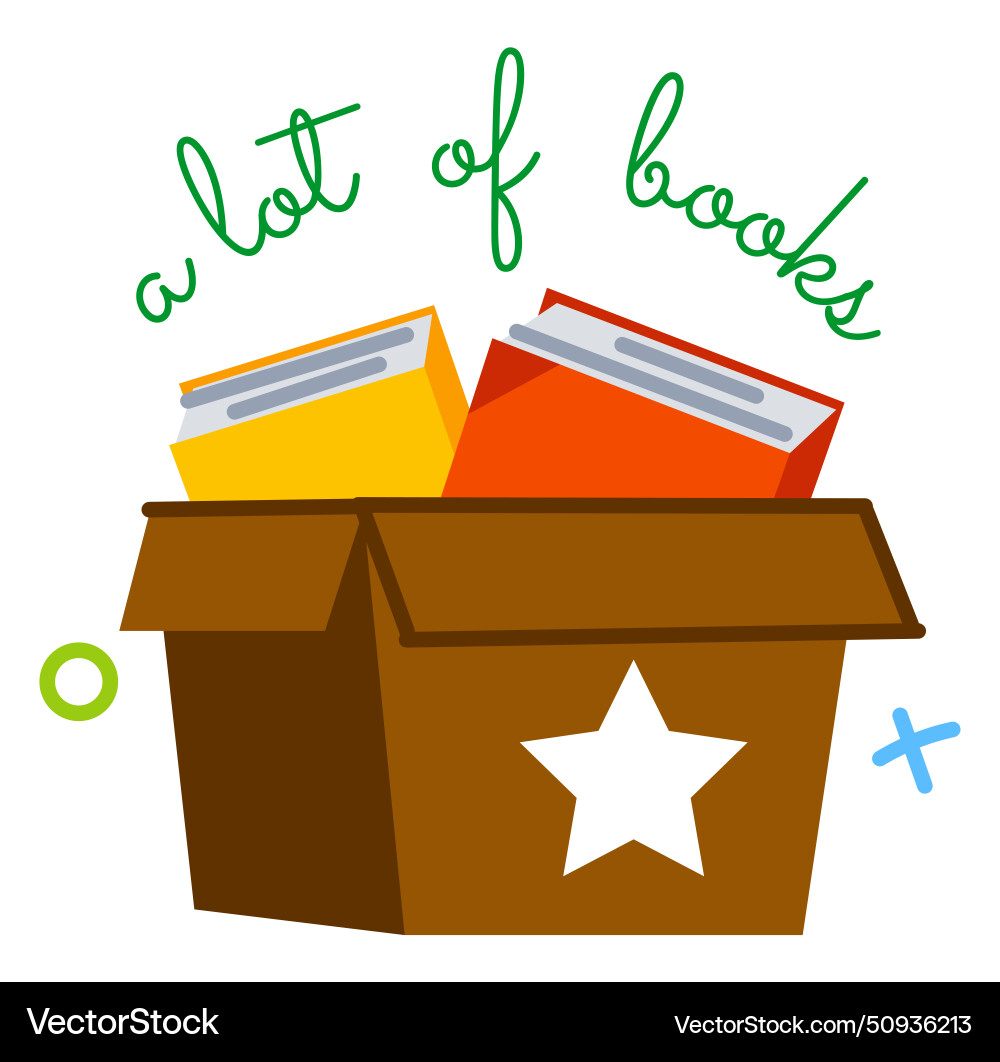 Books box Royalty Free Vector Image - VectorStock