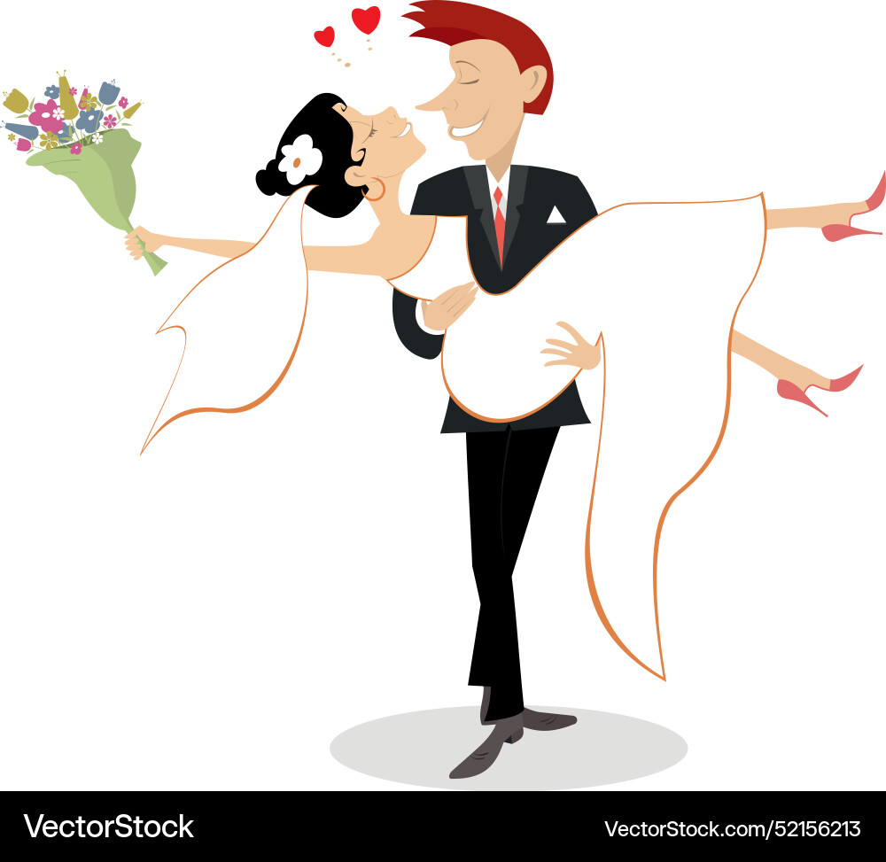 Happy married wedding couple Royalty Free Vector Image