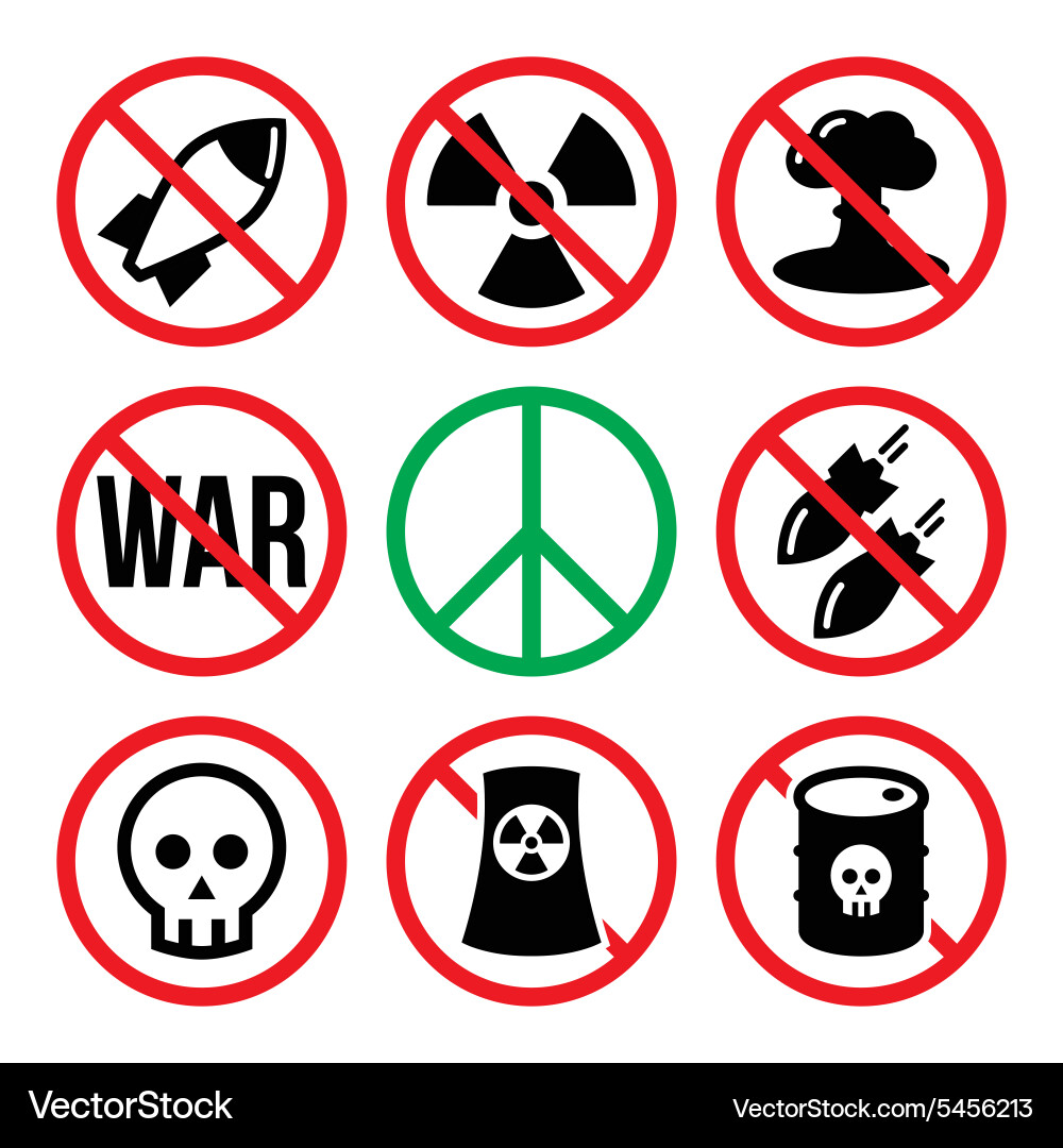 No nuclear weapon war bombs warning signs Vector Image