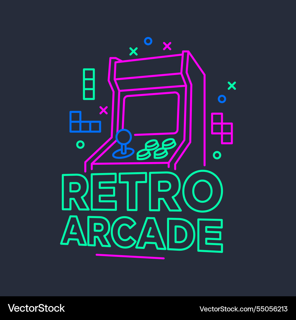 Retro Arcade Machine Line Art Royalty Free Vector Image