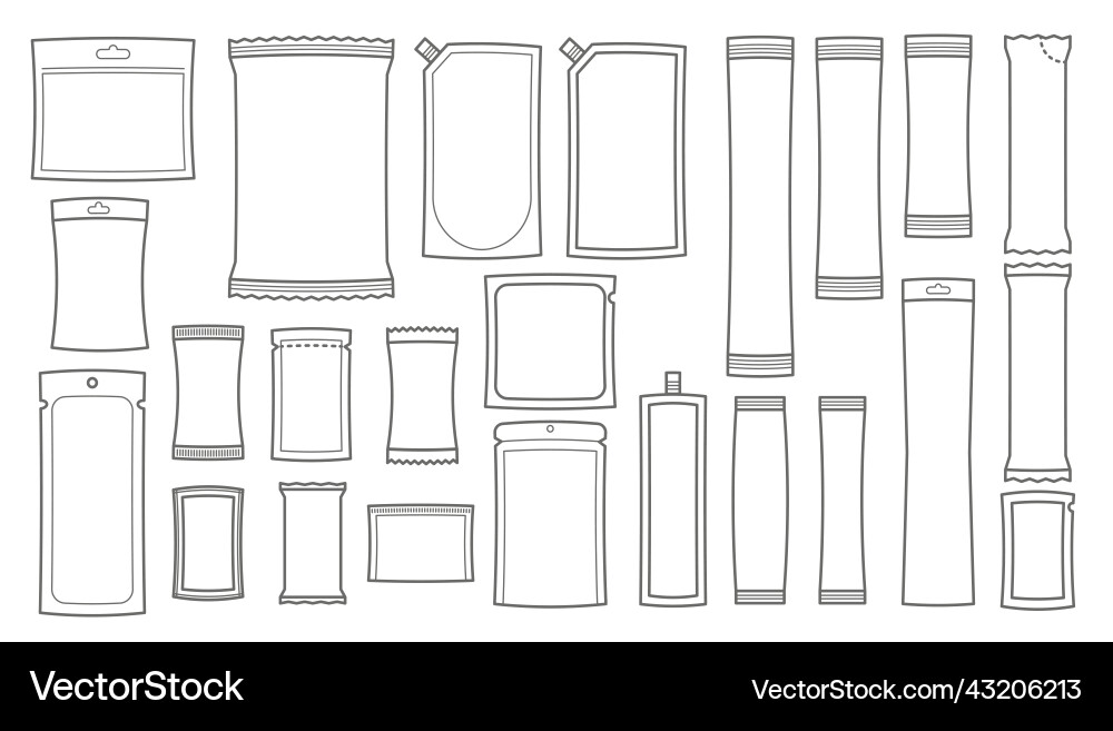 Set of sachet icons stick packaging template Vector Image