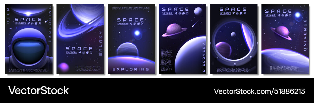 Space posters galaxy exploration astronaut Vector Image