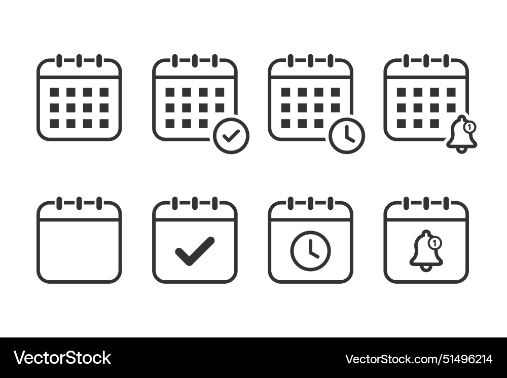 Calendar planner icon collection Royalty Free Vector Image
