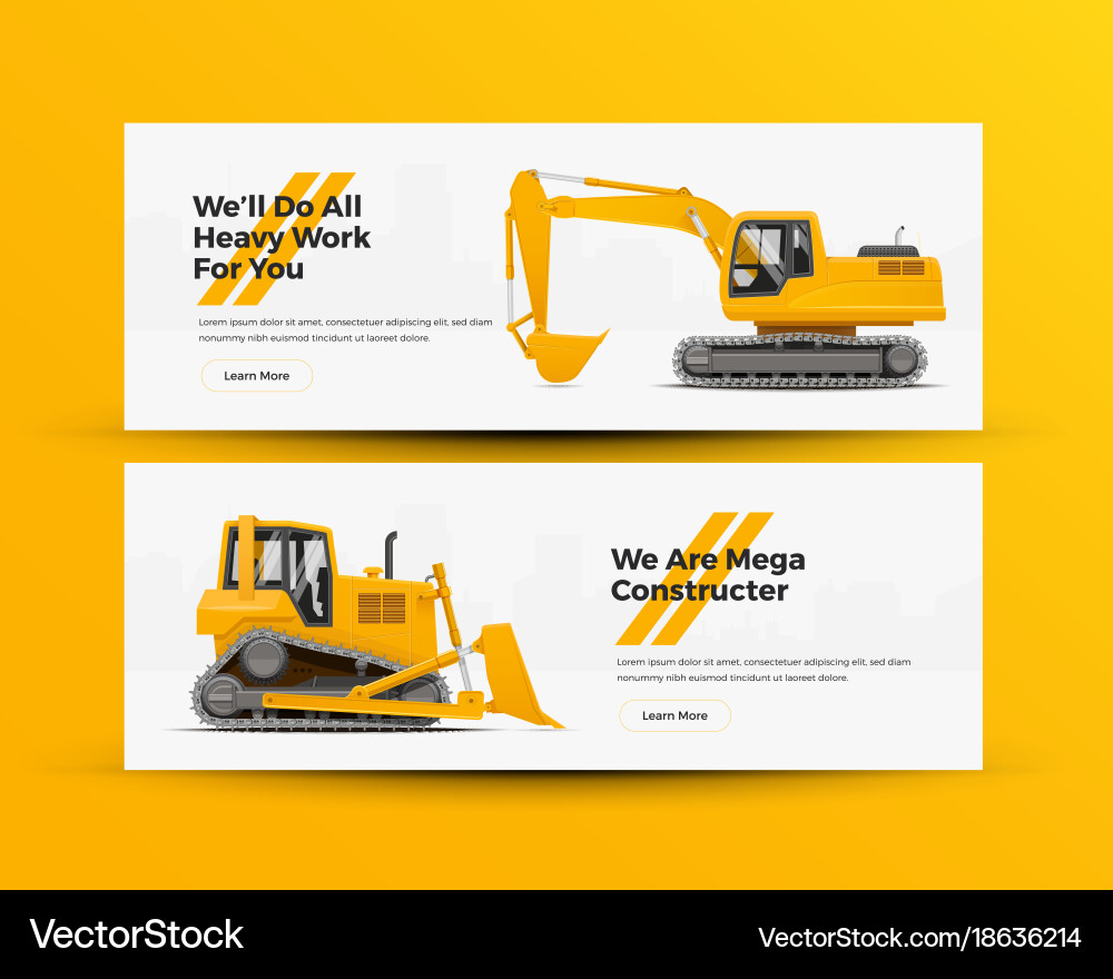 Construction Machinery Banners Royalty Free Vector Image