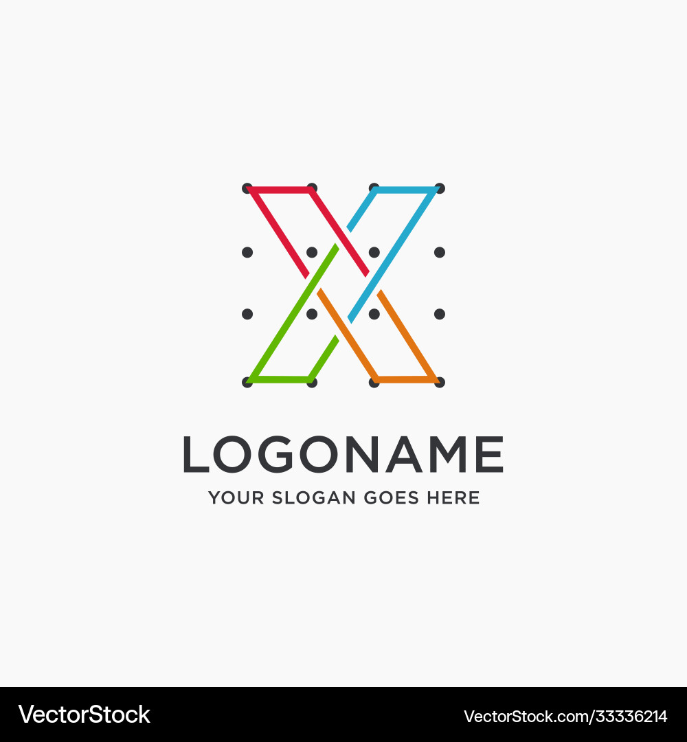 Coordinates letter x logo icon template Royalty Free Vector