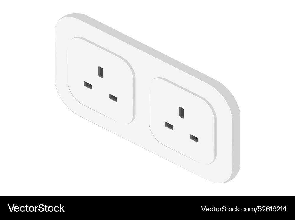 Isometric power outlet socket british type g flat Vector Image