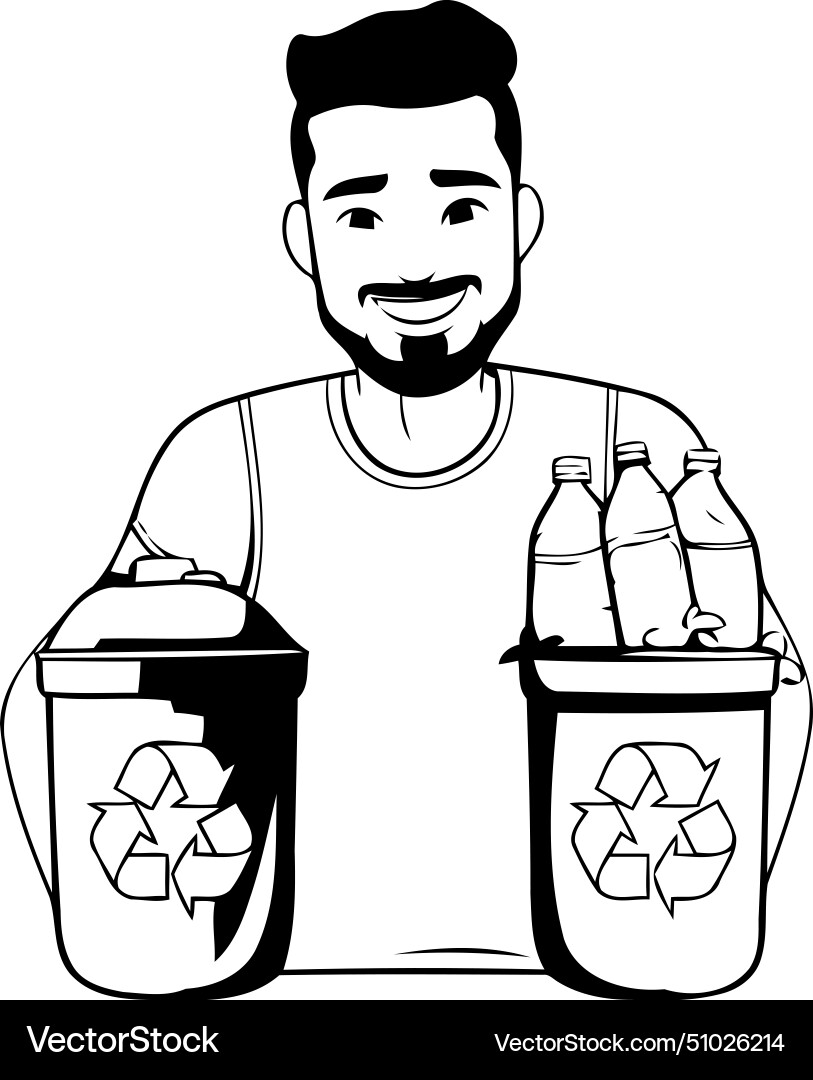 Man with recycle bin recycling concept Royalty Free Vector