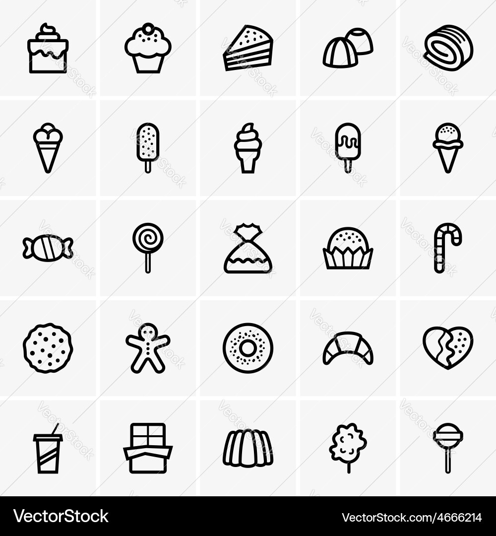 Sweets icons Royalty Free Vector Image - VectorStock