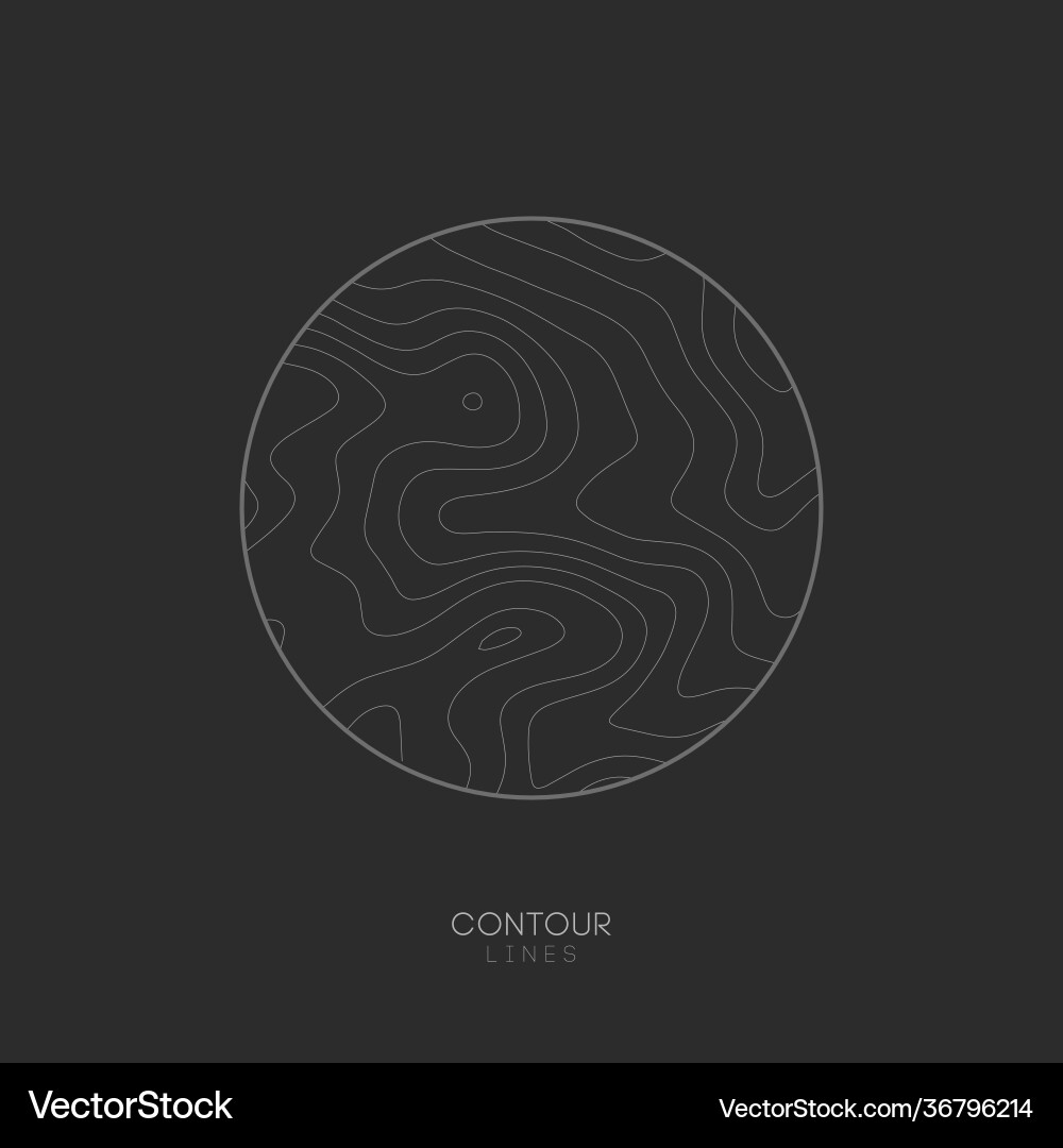 Topographic map circle logo concept on dark Vector Image