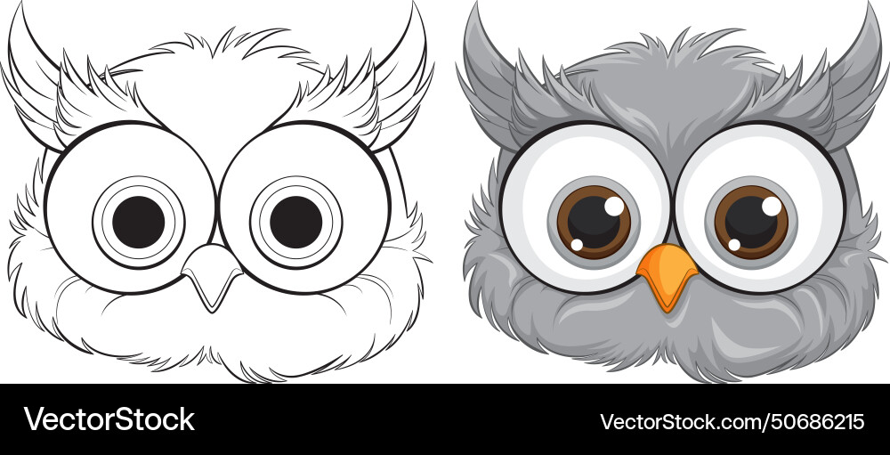 An owl colored and line art Royalty Free Vector Image