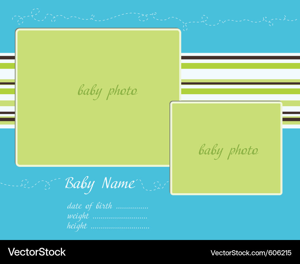 Baby Arrival Card with Photo Frames Royalty Free Vector