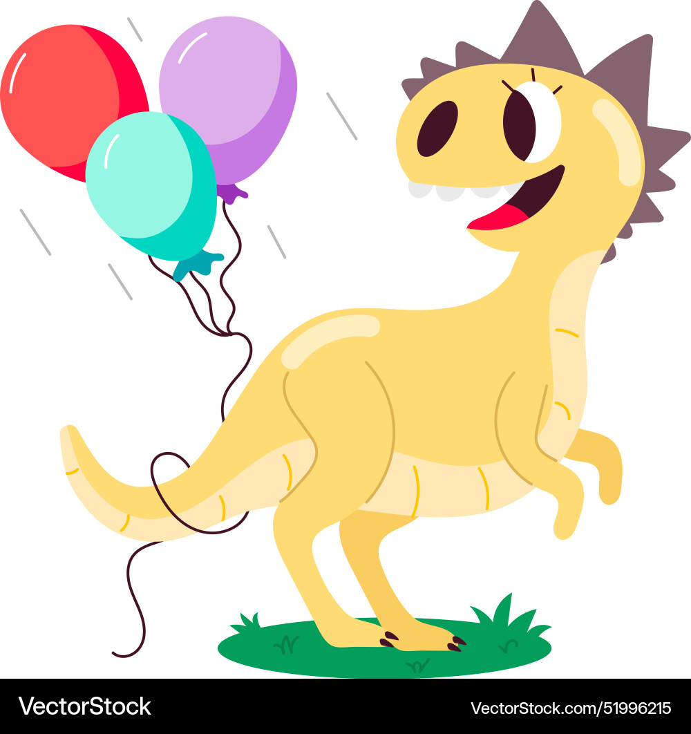 Basic rgba flat style sticker of scared dinosaur Vector Image