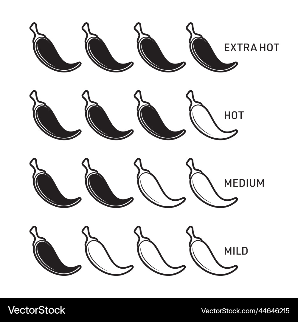 Black hot pepper strength scale indicator Vector Image