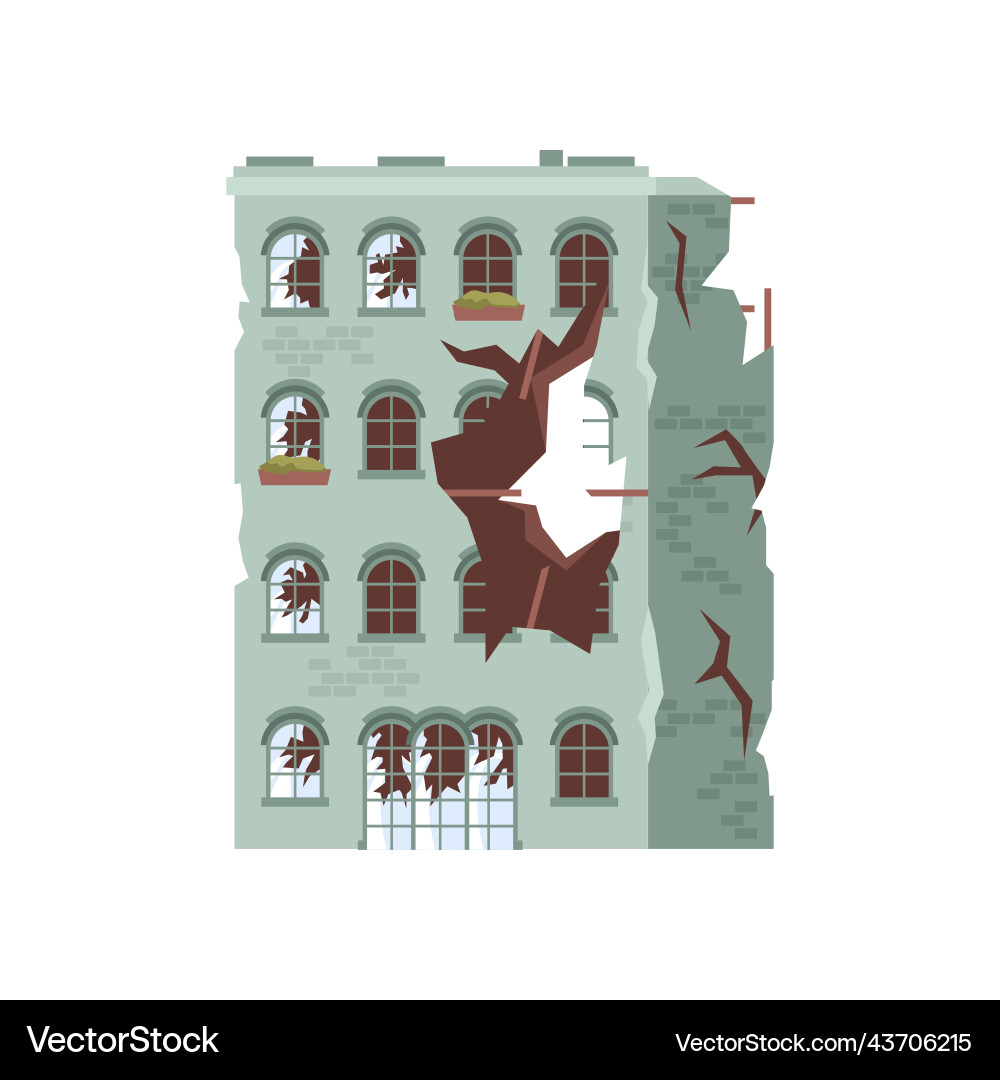 Destroyed demolished building Royalty Free Vector Image