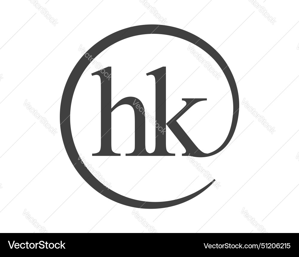 Hk logo from two letter with circle shape email Vector Image