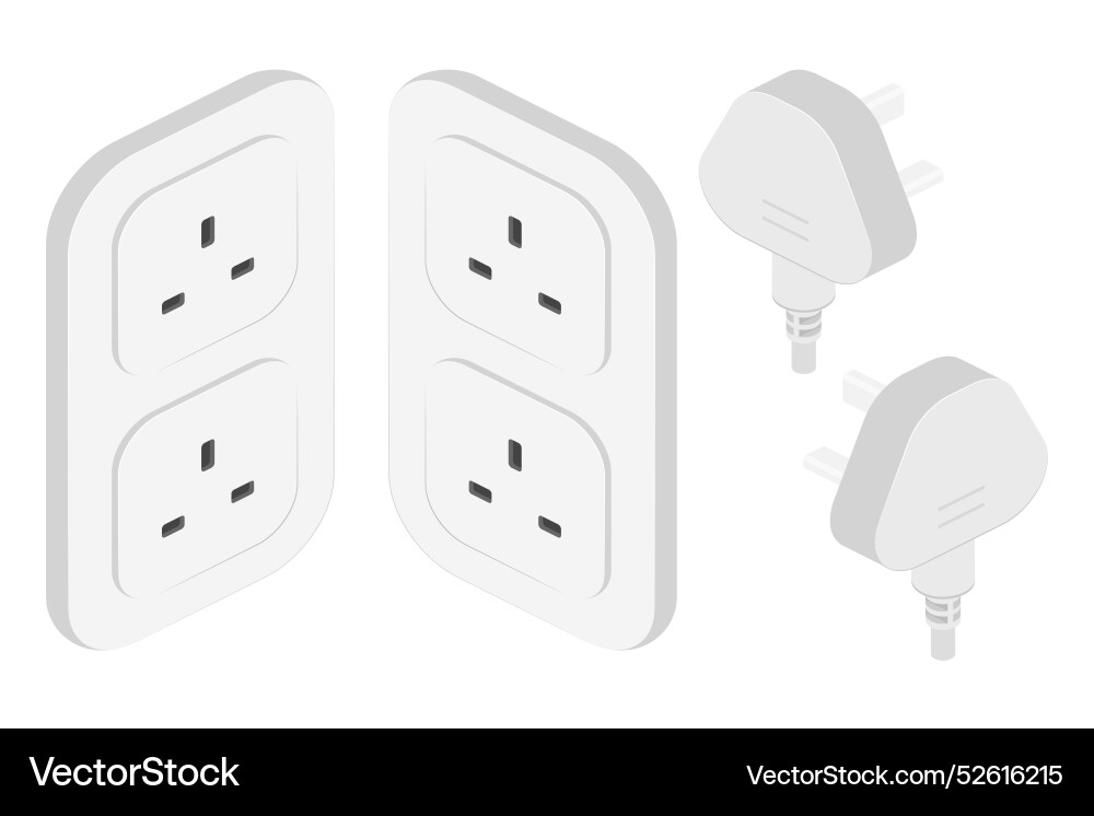 Isometric power outlet socket plug british type g Vector Image