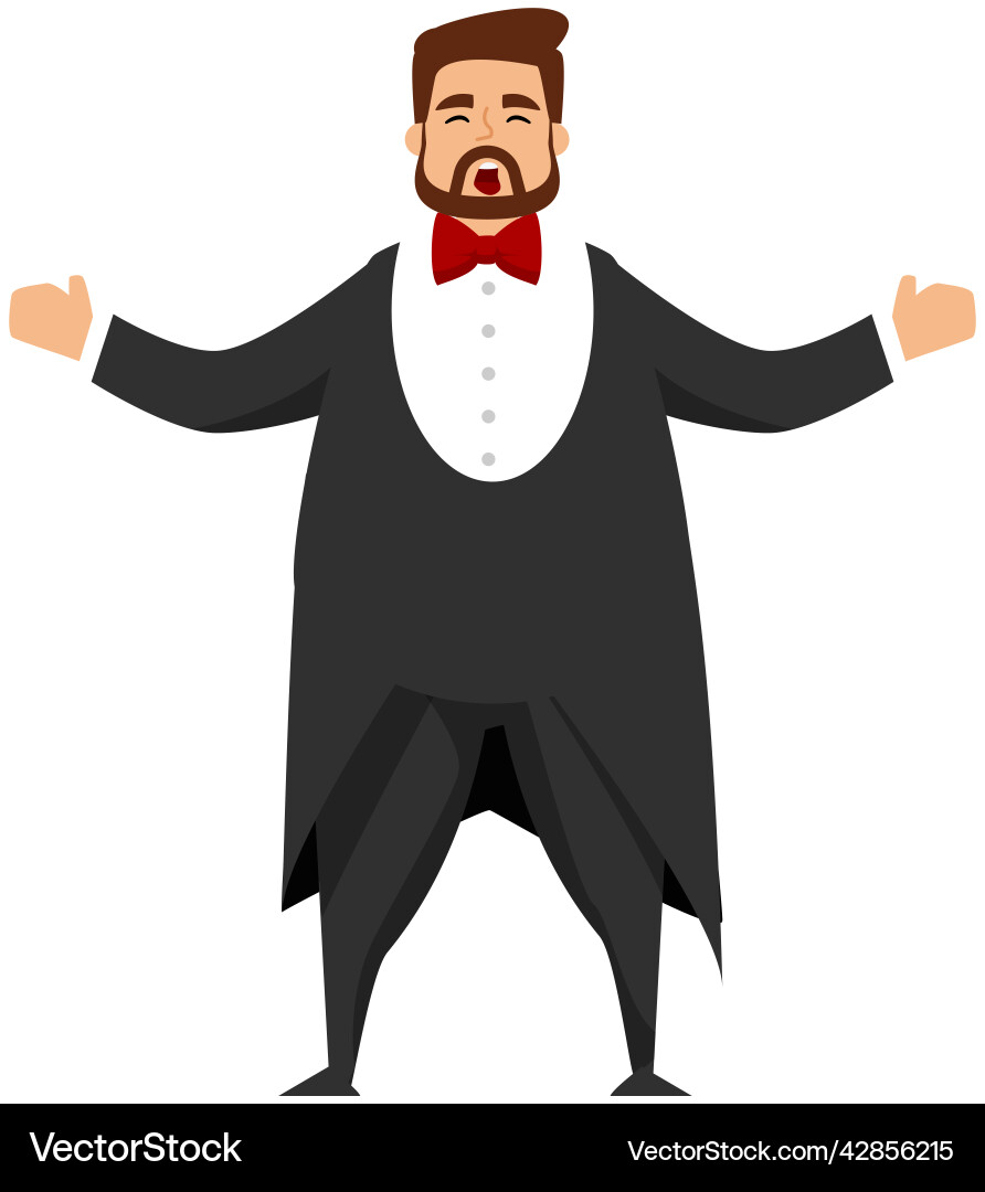 Opera singer character sing song flat Royalty Free Vector