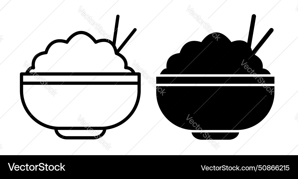 Rice bowl icon set chinese cooked Royalty Free Vector Image