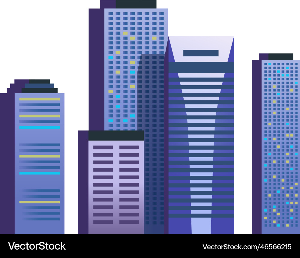 Skyscrapers flat Royalty Free Vector Image - VectorStock