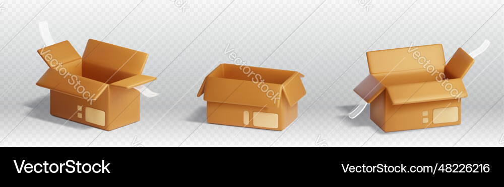 3d open delivery cardboard parcel box icon Vector Image