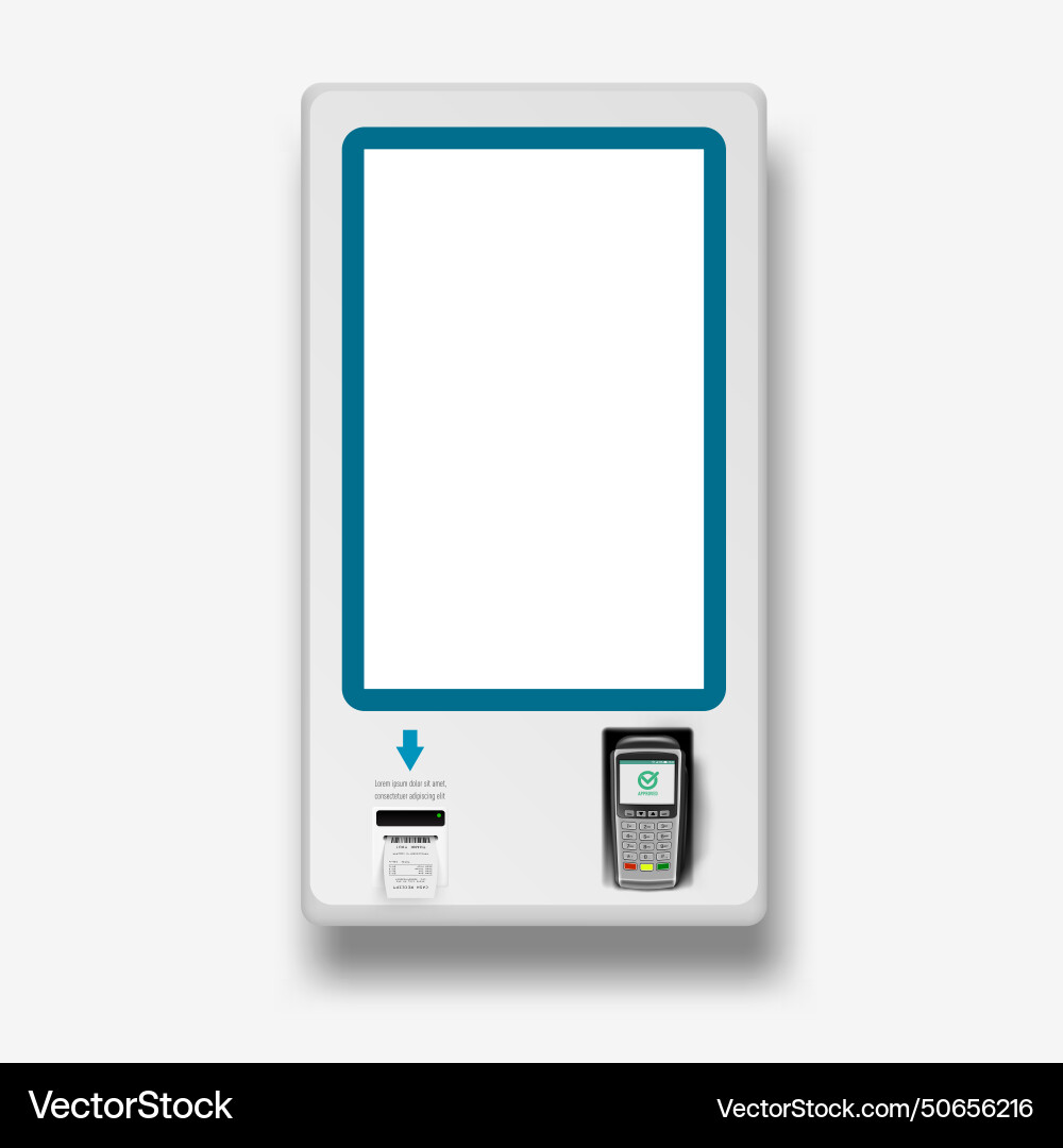 Automatic self order and pay pos mockup Royalty Free Vector
