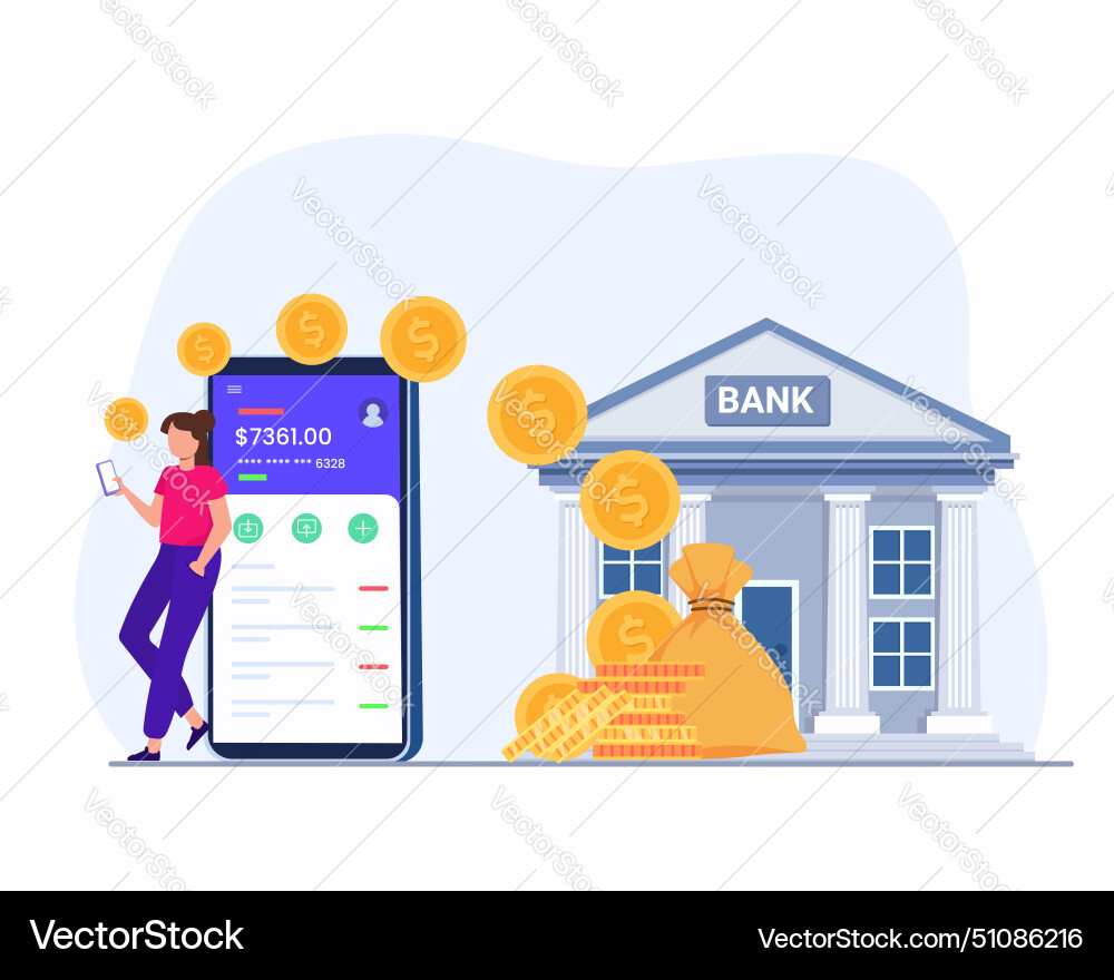 Ending and receiving money secure net banking Vector Image
