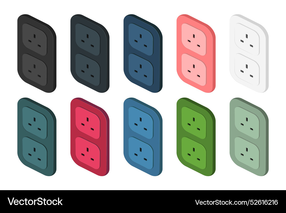 Isometric coloured power outlet socket british Vector Image