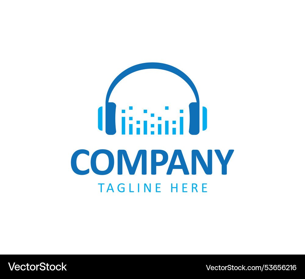 Music logo template and headphone logo template Vector Image