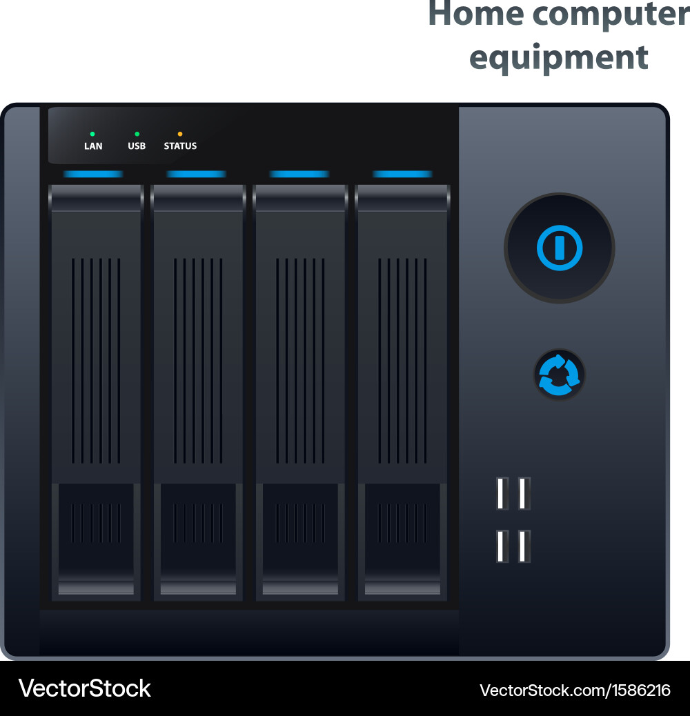 NAS Storage with Four Hard Drives Royalty Free Vector Image