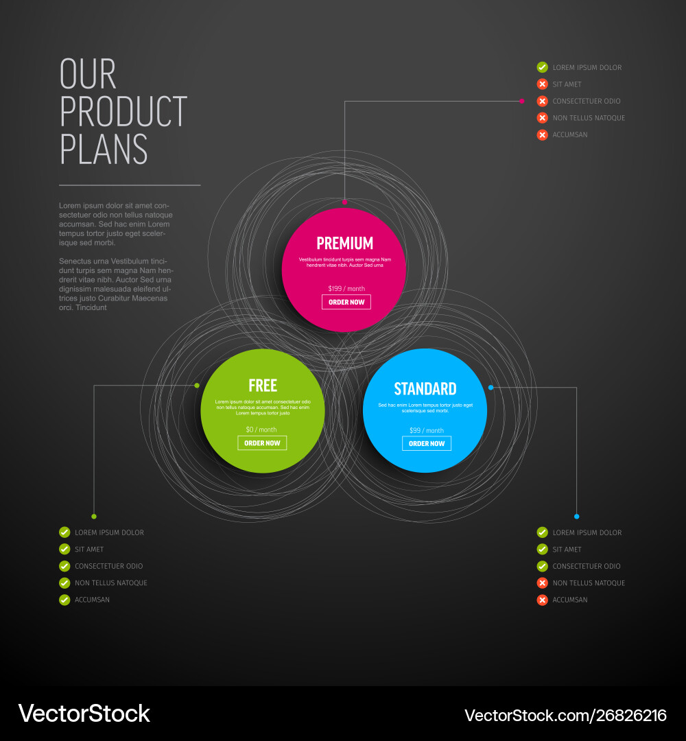 Product features schema template Royalty Free Vector Image
