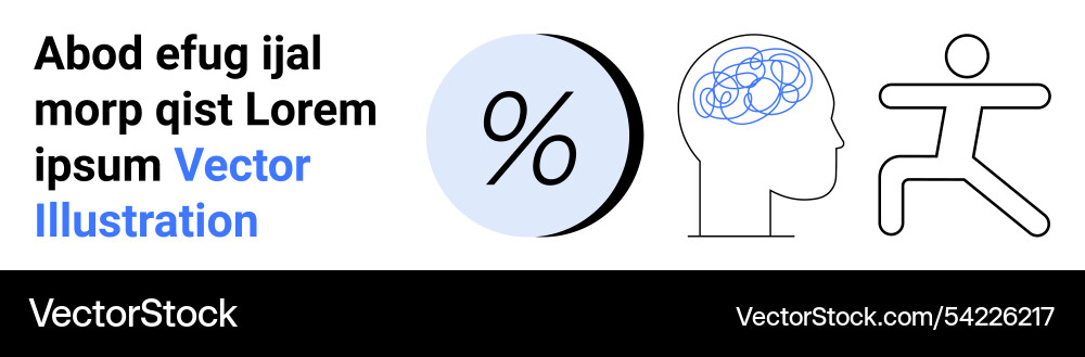 Abstract percentage symbol brain outline Vector Image