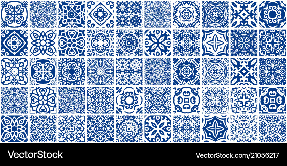 Blue tiles bundle Royalty Free Vector Image - VectorStock