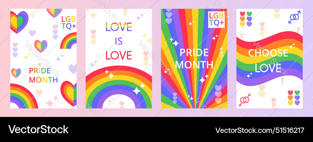 Collection 4 multicolored greeting posters Vector Image