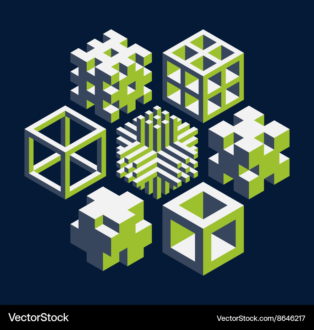 Cubical objects Royalty Free Vector Image - VectorStock