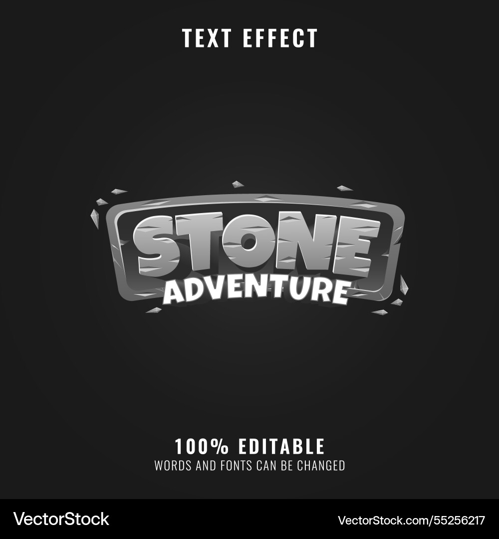 Funny stone adventure game logo text effect Vector Image