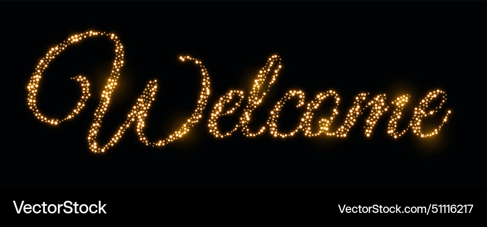 Glowing sparkle welcome lettering banner Vector Image